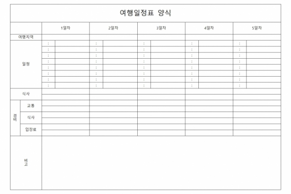 여행 일정표 양식 공유합니다 엑셀 워드 한글 피움마켓